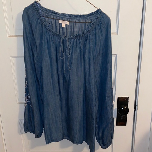 LC Lauren Conrad | Tops | Lc Lauren Conrad Denim Blue Blouse | Poshmark
